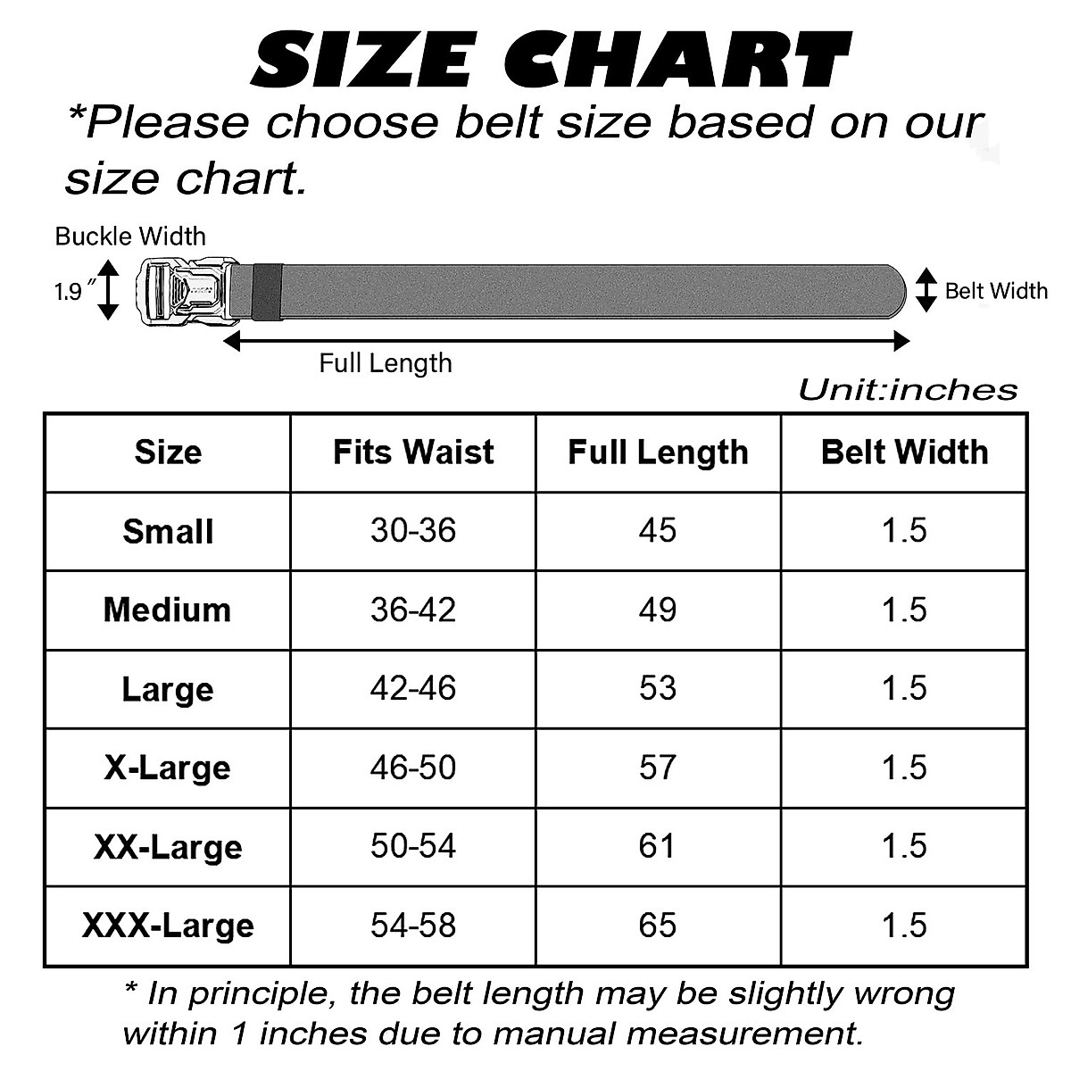 JUKMO Tactical Belt for Men, Military Rigger 1.5" Nylon Web Work Belt with Quick Release Heavy Duty Buckle (Black, Medium-for Waist 36"-42" (Length 49"))