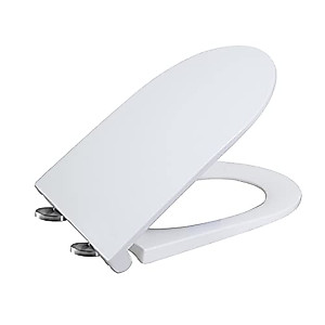 UF080 18.25" Elongated U Shape Toilet Seat Soft Close Quick Release UF Heavy Duty Bigger Cover White
