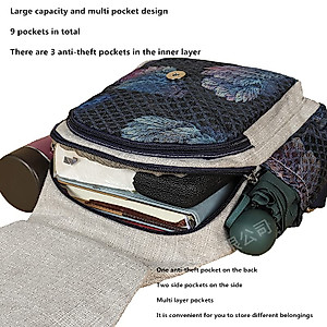 HUANGGUOSHU Backpack Purse for Women - Boho Style Small Convertible Sling Bag with Woven and Mushroom Design - Perfect Mini Backpack for Fashionable Hippie Ladies Peacock