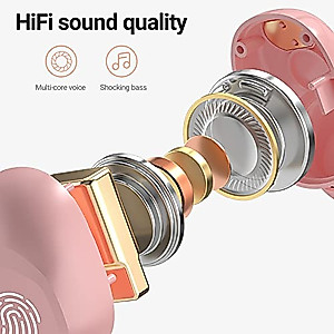WskLinft Wireless Headset Automatic Pairing High Fidelity Bluetooth-compatible5.2 Sports Dynamic Ear Hook Earphone for Fitness Pink