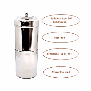 KERAM south indian drip coffee maker 4/5 cup 10.14 Oz(300 ml) permanent/reusable phin filter small/mini-metal SS 304 for camping manual dripper makers