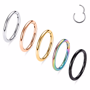 AROWRO 20G 8mm Surgical Steel Nose Hoop Ring Helix Daith Rook Conch Tragus Cartilage Earring Hinged Segment Ring Hoop Piercing Jewelry Septum Clicker