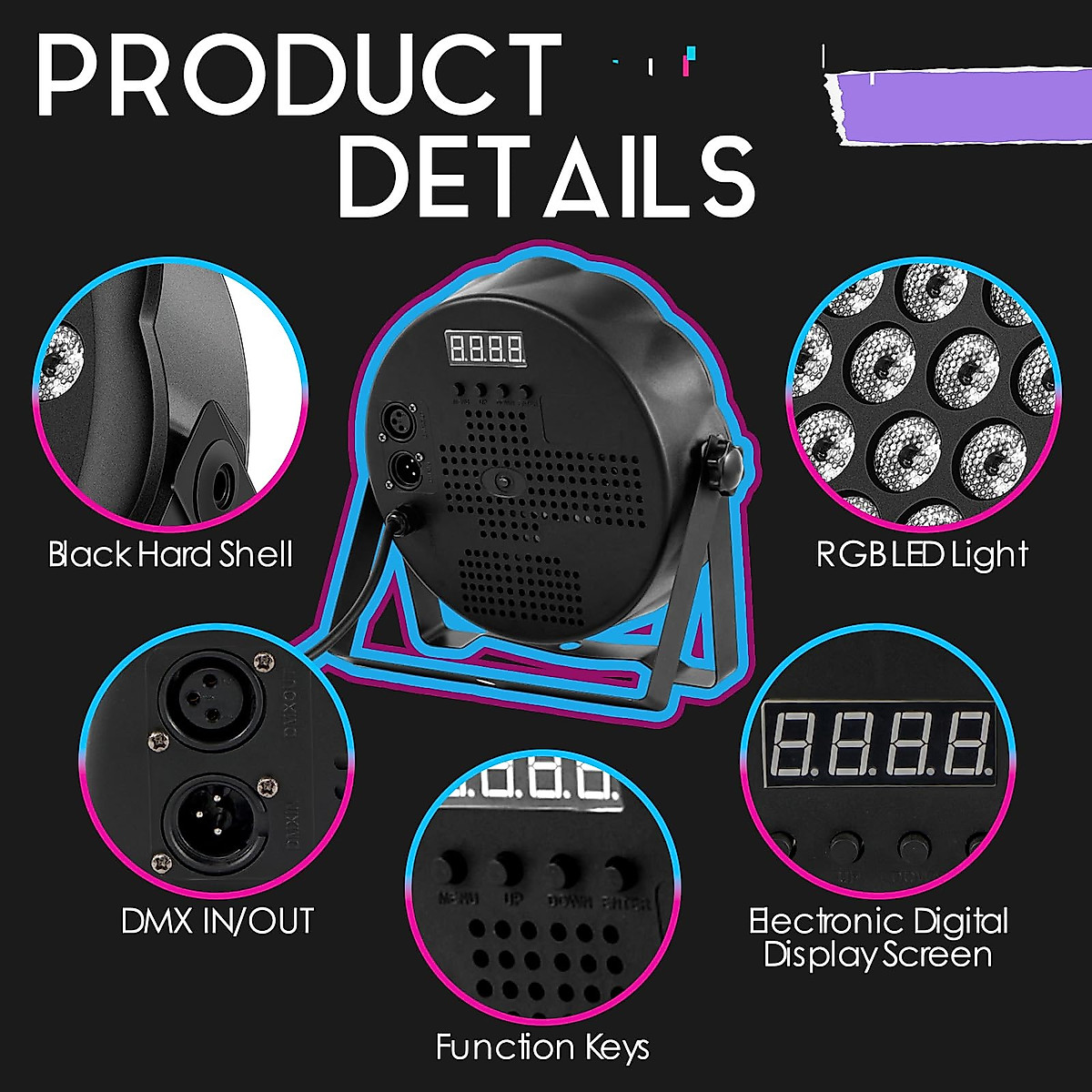 8PCS LED Stage Lights RGB - 54x3W DJ Par Lights,Gradient,DMX Controlled Sound Activated Auto,Strobe Wash Lights for Party Home Wedding Concert Church Festival Dance Floor Lighting