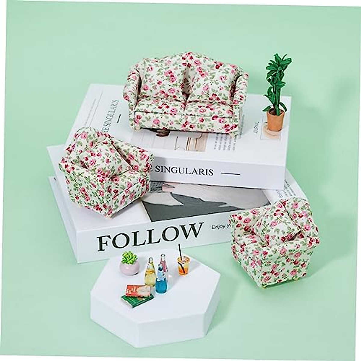 Homoyoyo Mini Sofa Bench Pillow Floral Pillow Daybed Pillows Mini House Furniture Sofa Decoration Mini Sofa Exquisite Mini Sofa Model Wooden Mini House Supply Decorative Mini Sofa Fine Baby