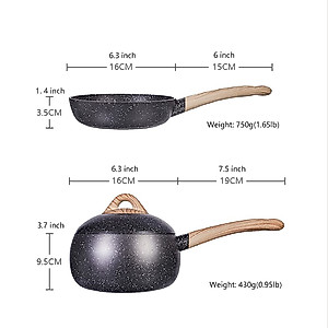 Amercook Spherical Non Stick Wok with Lid, Frying Pan and Pot Set, Small Skillet PFOA Free, 6 Inch