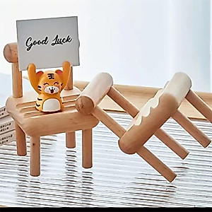 GawmFoiuy Wooden Cell Phone Stand Wooden Chair Cell Phone Stand Holder Wood Cellphone Holder for Desktop Design Compatible with All Mobile Phones (Chair)