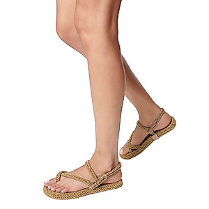 Women's Sandals - Handmade Rope Sandals, JC, Gladiator Style| Beach and Casual Wear |Stylish, Comfortable, Breathable-Bronze