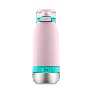 Ello Emma Vacuum Insulated Stainless Steel Water Bottle with Locking Leak Proof Lid and Soft Straw, BPA Free, Cotton Candy, 14oz