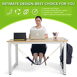 Foot Hammock Under Desk Footrest | Adjustable Office Foot Rest Under Desk Hammock | Portable Desk Feet Hammock with Headphones Holder (Black)