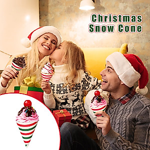 Tioncy 50 Pcs Christmas Snow Cone Cups Bulk with Straws Spoons for Kids Adults Disposable Shaved Ice Cups Paper Cone Cups Ice Cream Sorbet Cups Small Dispenser Cup Christmas Party Treat Favors(4 oz)