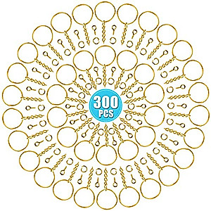 Keychain Rings for Crafts Gold, PAXCOO Key Chains Rings Kit Includes 100Pcs Split Key Ring with Chain, 100pcs Jump Rings and 100pcs Screw Eye Pins for Resin Keychain Making