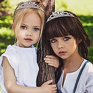 Kilshye Princess Silver Tiara and Crown Pink Crystal Tiaras Girls Pageant Crowns Rhinestone Birthday Headdress for Kids (Silver)