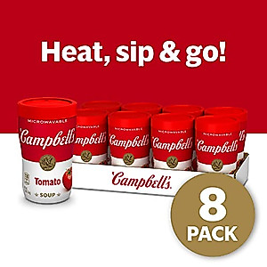 Campbell's Sipping Soup, Classic Tomato Soup, 11.1 Oz Microwavable Cup (Case of 8)