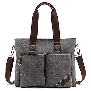 ToLFE Women Top Handle Satchel Handbags Tote Purse Shoulder Bag (Grey-(large))