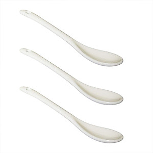 Xmomx 3 pcs Porcelain Egg Spoons Ceramic Spoons White 5 inch Coffee Dessert Yogurt Tea milky tea