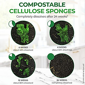 AIRNEX Biodegradable Cellulose Compressed Sponges - Pack of 24 Kitchen Sponges for Cleaning - Heavy Duty and Natural Multipurpose Household Cleaning Sponges Good for Kitchen, Bathroom, and Surfaces