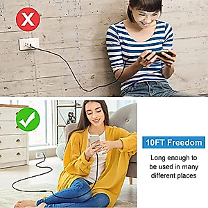 Sumind 2 Pack Micro USB Extension Cable 10 ft/ 3 Meters Male to Female Extender Cord Compatible with Zmodo Wireless Security Camera Flat Power Cable, Cable Clips Included (Black)