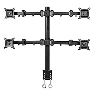 SIIG Articulating Adjustable Quad 4-Monitor Desk Mount - Fits 13" to 27" Monitors - (CE-MT0S12-S1)