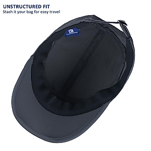 GADIEMKENSD Stretch Army Cap Sport Military Style Sun Hat for Men Women Tripper Cap Summer Cooling Travel Hiking Tactical Cadet Hat Dad Hat Breathable Flat Top Short Bill Corps Hat Dark Gray