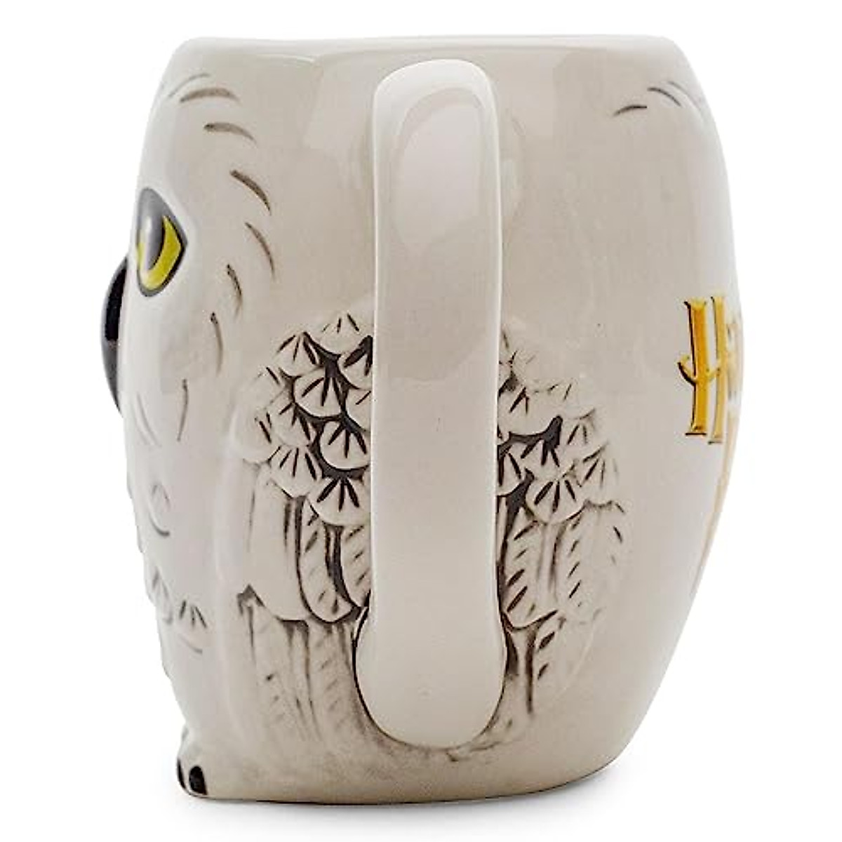 Silver Buffalo Harry Potter Hogwarts House Crest Sculpted Owl Handle Coffee Ceramic Mug, 20 Ounces White