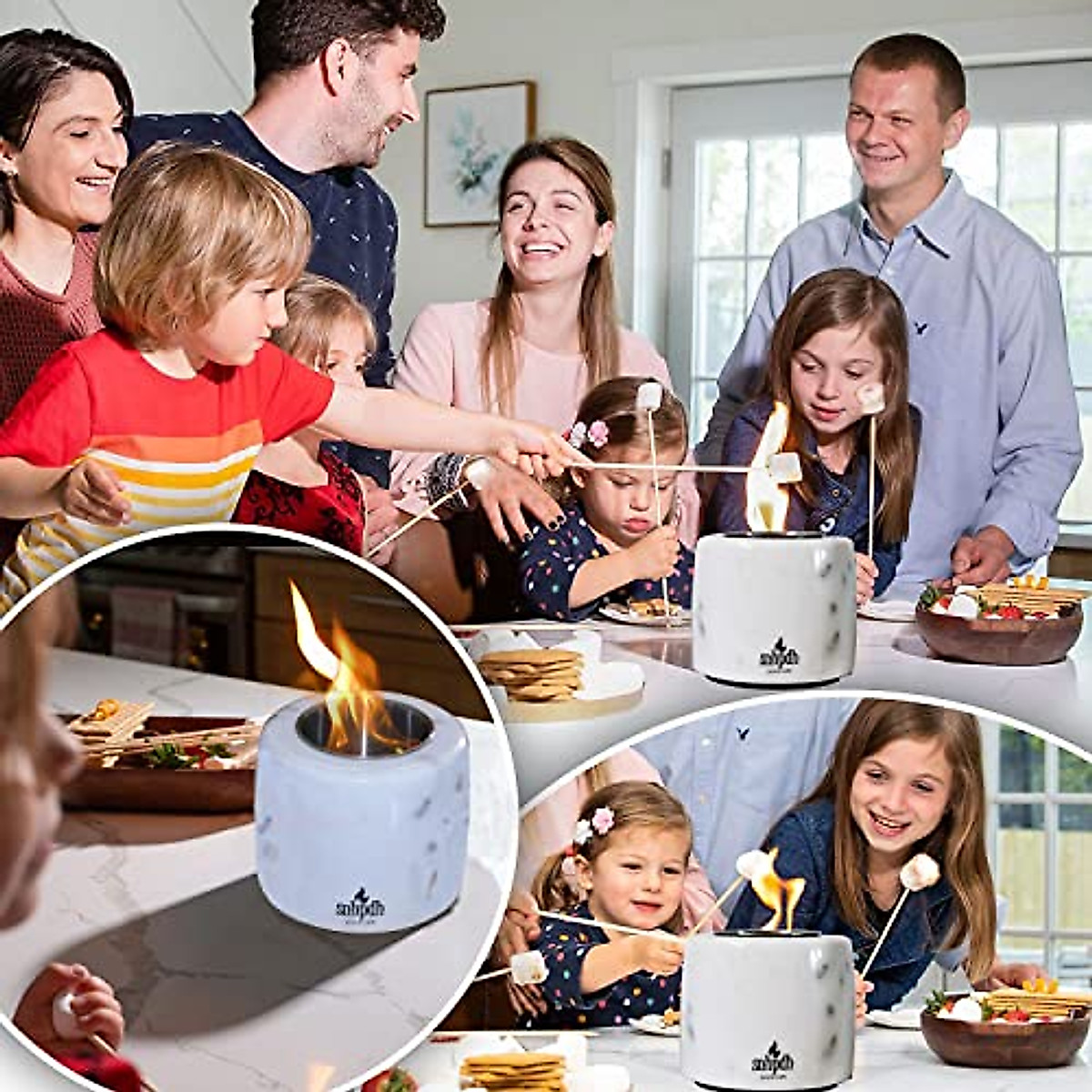 Tabletop Fire Pit, Marble Mini fire Pit, Indoor Outdoor Portable Fire ...