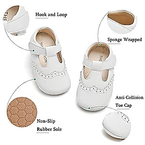 THEE BRON Unisex Baby Moccasins Leather Shoes Soft Sole Toddler Walker Sneakers(18-24 Months Infant, 8722White)