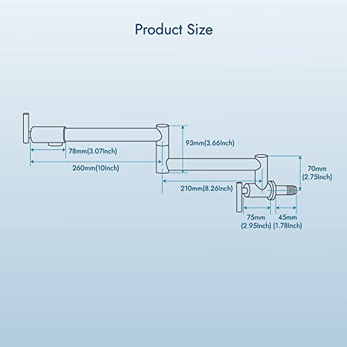 Cinwiny Brushed Nickel Pot Filler Wall Mount Kitchen Restaurant Sink Faucet Stainless Steel Stretchable Commercial Faucet with Folding Double Joint Swing Arm Single Hole Two Handles