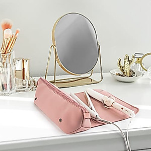 Barefoot Caribou Hair Tools Travel Bag and Heat Resistant Mat for Flat Irons, Straighteners, Curling Iron, and Haircare Accessories, 2-in-1 design, with Interior Pockets, Portable Organizer, Neoprene (Dune)