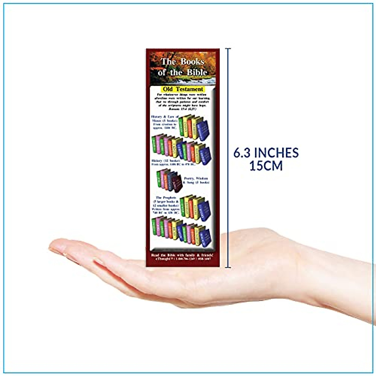 Books of The Bible Bookmarks - Devotional Companion, Church and Discipleship Teaching Aid, Gifts for Children, Seekers and Christians, Pack of 25, 2.75" x 8.25", by eThought (BB-A007-25-2.75x8.25)
