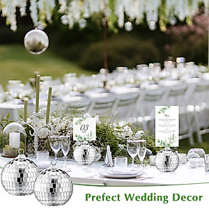 Engrowtic 10 Pcs Disco Ball Place Card Holders 4 Inch Large Silver Table Number Holder for Photo Name Card Stands Disco Centerpiece Decor for Holiday Wedding Party Birthday Table Display Menu Picture