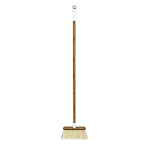 Full Circle Clean Sweep Bamboo Broom - Angled for Precision in Tight Spaces, with Recycled Stiff Bristles for Indoor & Outdoor Cleaning - Ideal for Pet Hair, Kitchen, Hardwood, and Garage