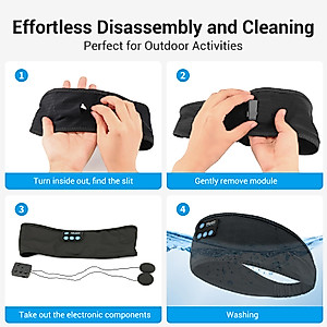 Yontune Sleep Headphones Wireless Bluetooth - Sleep Headphones with White Noise and Ultra-Thin HD Speakers Bluetooth Headband for Sleeping Workout Insomnia Meditation Great Tech Gifts (Black)