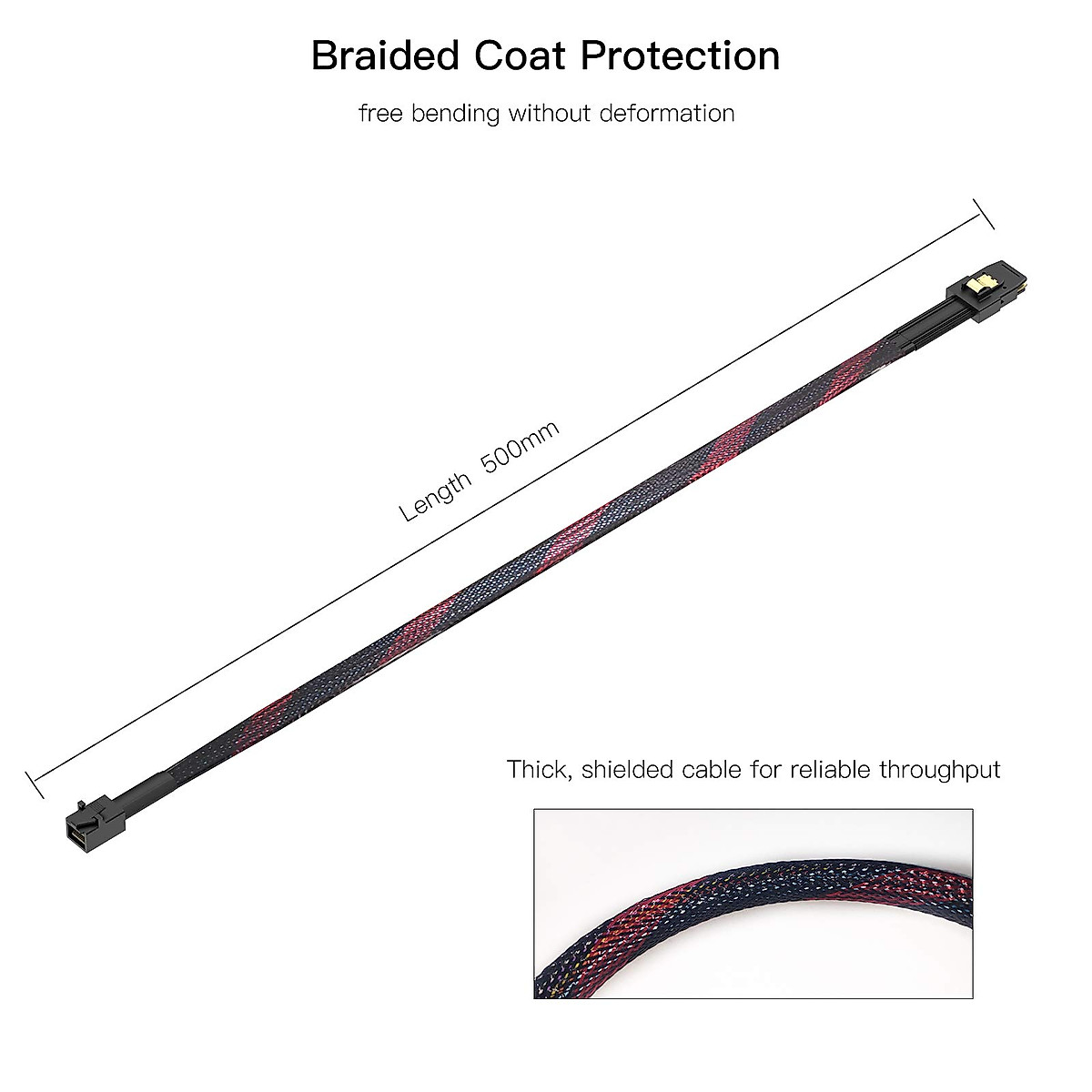WORDIMA Mini SAS HD Cable, Internal Mini SAS HD Cable, 1.6 FT SFF-8643 to Mini SAS 36Pin SFF-8087,Mini SAS 36Pin to SFF-8643 Cable Fast Data Transmission Cable
