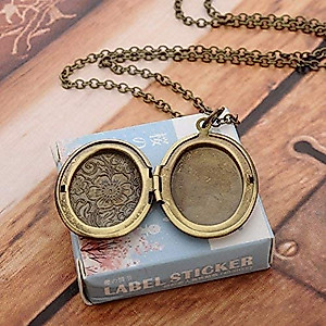 LRESJJIUJ Vintage Engraved Flower Locket Picture Pendant Necklace for Women