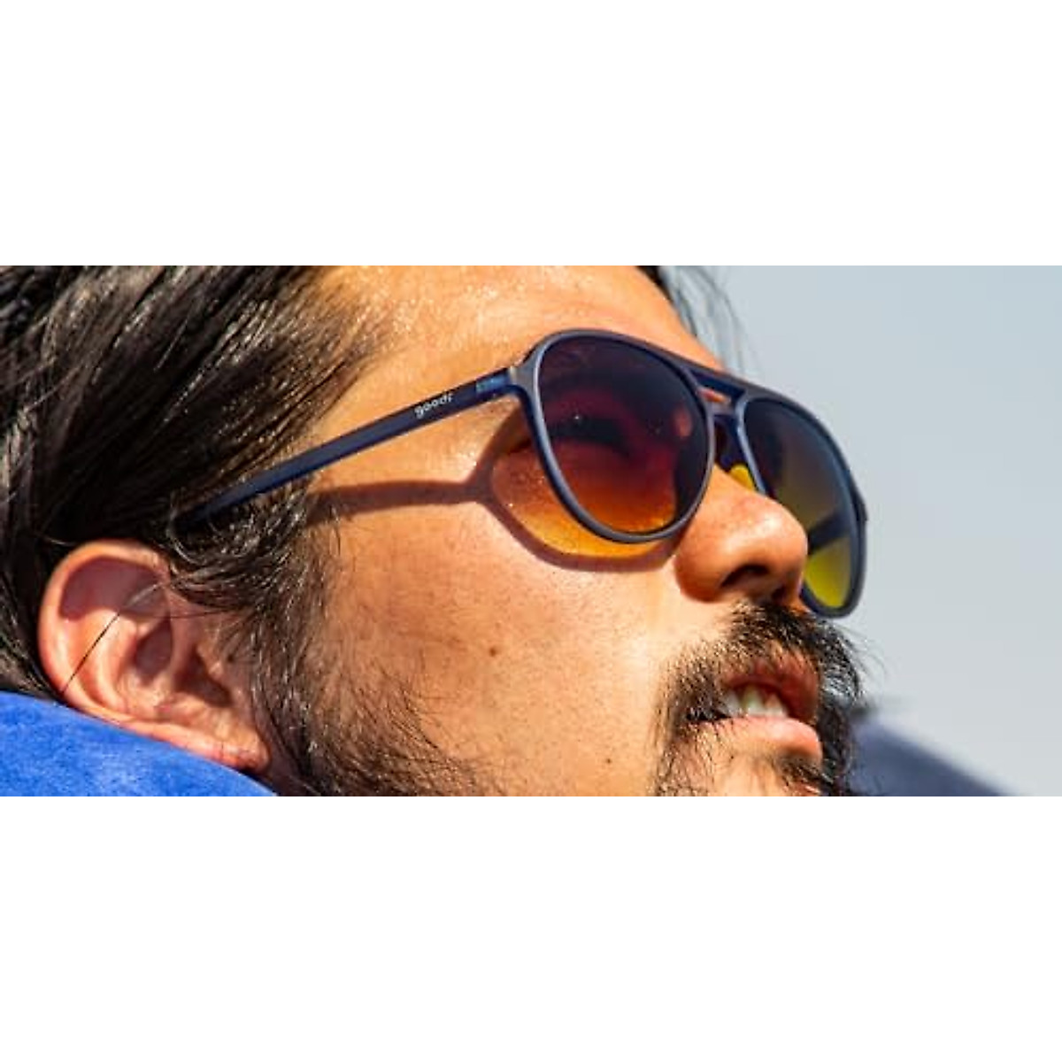 Goodr Frequent Skymall Shoppers Blue Aviator Running Sunglasses, Glare Reducing Blue Polarized Gradient Lenses, UV400 Protection Block, Frame Constructed to Eliminate Slip & Bounce, Large