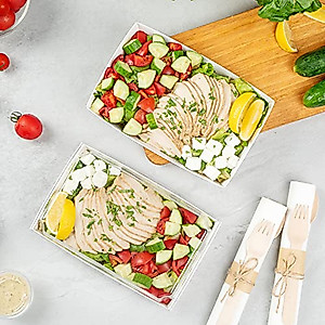 Restaurantware Matsuri Vision Rectangle White Paper Medium Sushi Tray - 8" x 5" x 1 1/2" - 100 count box