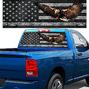 GadgetsTalk 4th of July Decorations, American Eagle Flag Decal, Patriotic Decor, 65"x20" Car Rear Window Decals for Trucks, Window Decals for Cars, Vehicles, Truck, Car Decals, Truck Accessories