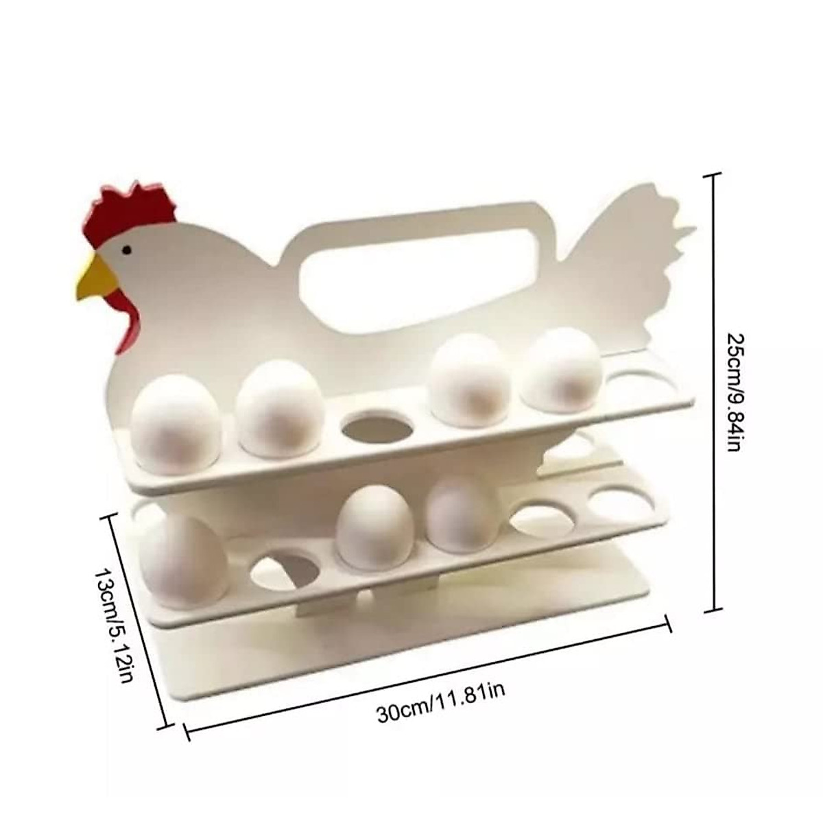 Wooden Egg Basket Holder Chicken Hen Shaped Egg Storage Basket Rack Display 24 Eggs (Rack only)