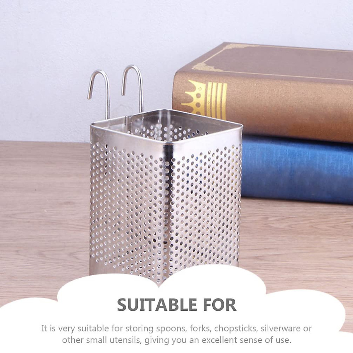 CALLARON 2Pcs Kitchen Utensils Holder Silverware Drying Rack Stainless Steel Chopstick Holder Forks Spoons Flatware Caddie Basket Organizer Drainer with Hook