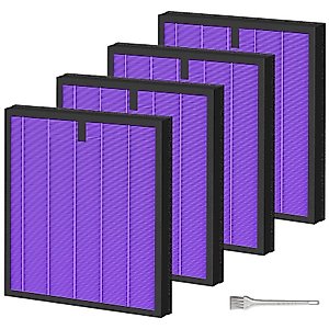 HY4866 Air Purifier Replacement Filter 4-Pack: Compatible with MORENTO HY4866, WESTHEY HY4866 and YIOU M1 Air Cleaner Purifiers-True HEPA Activated Carbon Filters, Multifunction Version, Purple