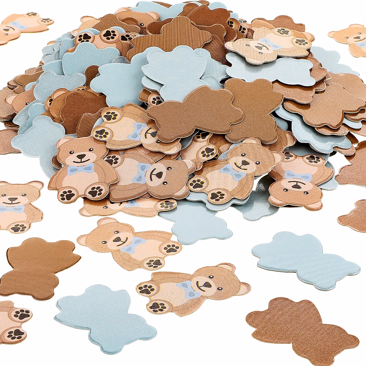 500 Pieces Bear Shaped Confetti Baby Shower Cream Brown Paper Confetti Sprinkles Bear Table Confetti for Boy Girl Home Party Table Decorations (Multi Style,0.98 Inch)