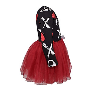 Girls Long Sleeve Valentines Day Tulle Tutu Dress for Kid and Toddler Black 7 Years