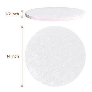 Cakebon Cake Boards - Sturdy 1/2 Thick Drums - 14 Inch Professional Smooth Straight Edges White 1-Pack