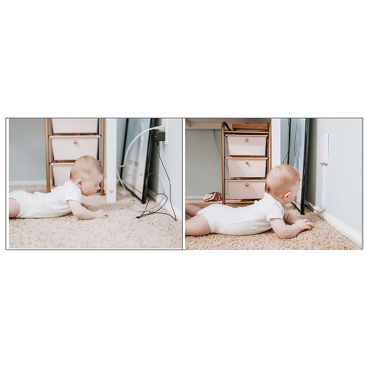 Sleek Socket No Shock Child Protector, Outlet & Plug Concealer with Protective Cord Clips, 8-Foot Flat Extension Cord with Multiple Outlets, Baby Proofing Outlet Cover, No Access To Dangerous Cords