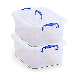 9 Quart Clear Storage Latch Bins with Lids/Handle, Plastic Clear Stackable Box, 9-Liter (2 Pack)