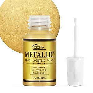 CIONIA Gold Metallic Acrylic Paint, Gold Leaf Touch-Up Paint for Wood, Metal, Arts & Crafts, Home & Wall Decor - Water-Based, Non-Toxic, Odorless, Non-Fading Formula for Long-Lasting Brilliance(1 Fl Oz,Antique Gold)