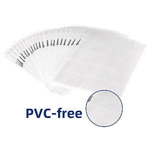 Amazon Basics Plastic Business Card Holder, Protector Sleeves for 3-Ring Binder, Transparent, 25-Pack