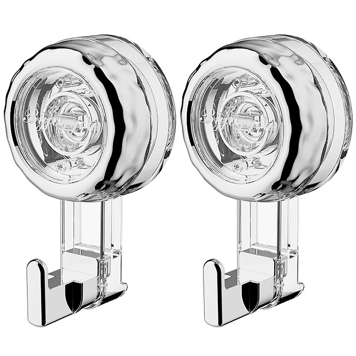 Suction Cup Hooks for Shower, Heavy Duty Hanging Shower Hooks Bathroom Towel Hooks, Suction Hanger Wall Hooks for Bathroom Kitchen for Glass Window, Clear White and Silver