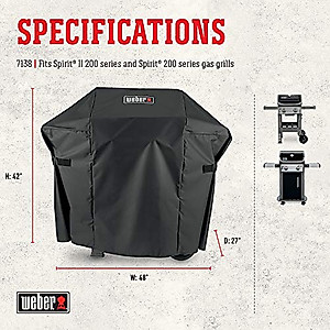 Weber Spirit and Spirit II 200 Series Premium Grill Cover, Heavy Duty and Waterproof, Fits Grill Widths Up To 48 Inches