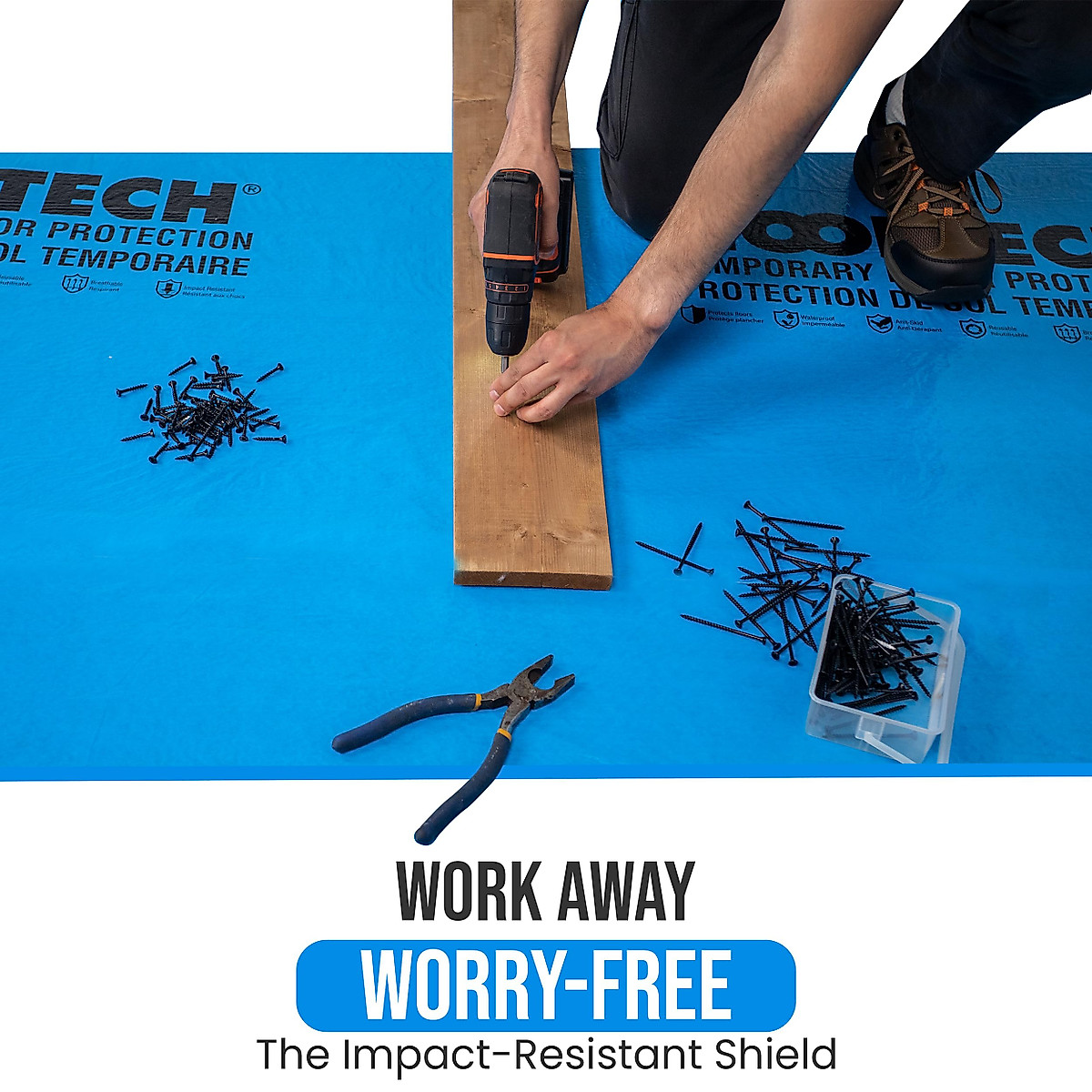 Temporary Floor Protection for Renovation, Painting, Construction - 40" x 90 ft, Covers 300 sqft